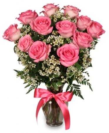 12 Pink Roses Vase | Online Gift and Flowers